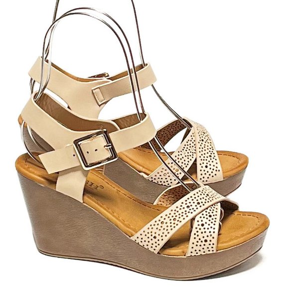 Shoes | New Beige Ankle Strap Platform Wedge Sandals | Poshmark
